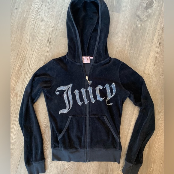 Juicy Couture | Jackets & Coats | Rare 200s Black Velour Juicy Tracksuit Jacket | Poshmark
